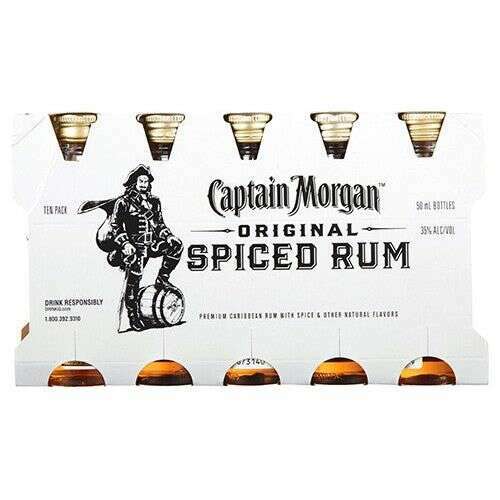 Buy Captain Morgan Original Spiced Rum 10 x 50ml | Mini Rum Bottles ...